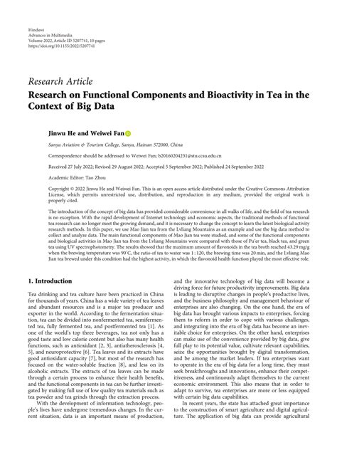 Pdf Research On Functional Components And Bioactivity In Tea In The