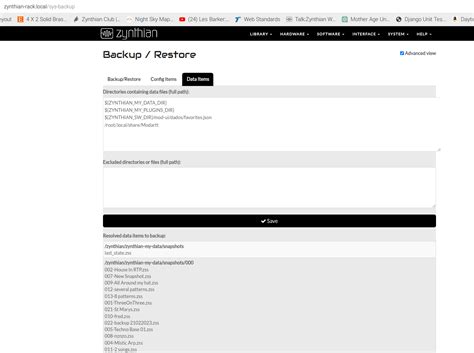 500 internal server error on backup restore software zynthian