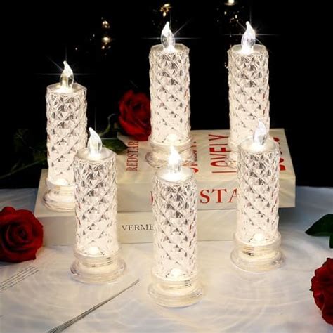 Lacgo 6 Pcs Rose Shadow Flameless Candles Led Romantic