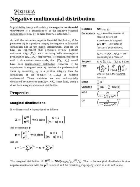 Negative Multinomial Distribution Pdf
