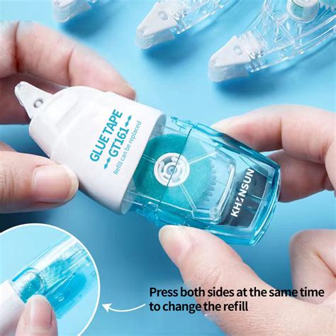 리필 가능한 양면 접착 테이프 롤러 접착제 테이프 Diy 저널 문구용 리필 접착제 포함 6mm 8m 사무실 접착제 및 테이프