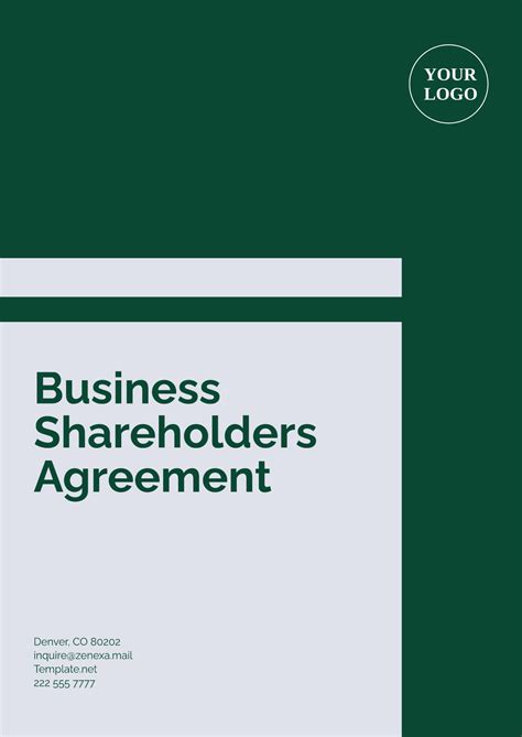 Free Business Shareholders Agreement Template To Edit Online