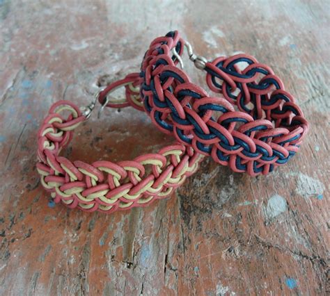 Leather Bracelet Braided Celtic Knot Genuine Leather And Metal Etsy