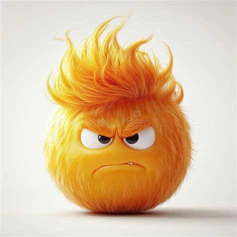 Furious Chibi Emoji With Fluffy Orange Hair And Angry Expression Stock