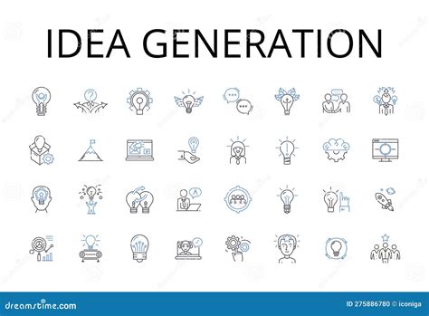 Ideation Inception Line Icons Collection Brainstorming Creativity