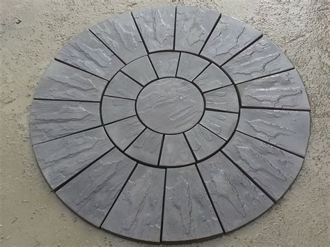 Stone Concrete Circle Patio Paving Set 1 8 Meters Charcoal Outdoor