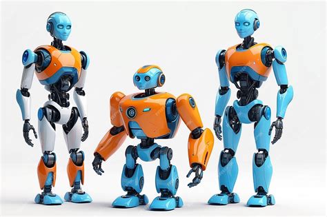 Premium Photo Small Robots With Human Face And Body Humanoid