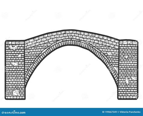 Vintage Brick Bridge Engraving Vector Illustration Sketch Scratch