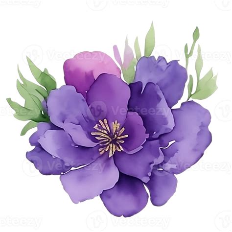Violet Flower Watercolor Clip Art 27131744 Png