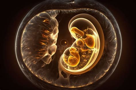 Embryo In De Baarmoeder Het Begrip Conceptie En Ontwikkeling Van Het Menselijk Embryo Stock