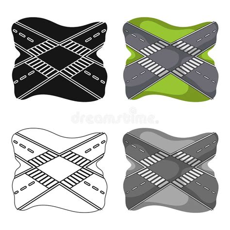 Intersection Single Icon In Cartoon Styleintersection Vector Symbol