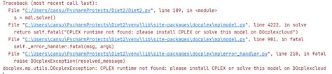 CPLEX Runtime Not Found Please Install CPLEX Or Solve This Model On