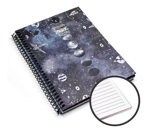 Caderno Colegial Zodiac Signo Galaxia 80 Folhas Fases Da Lua Parcelamento Sem Juros