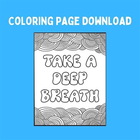 Take Deep Breaths Coloring Page Digital Download Digital Etsy