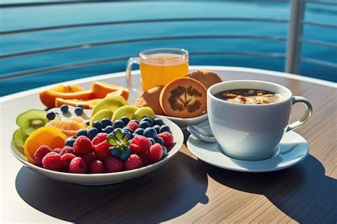 Premium Photo Healthy Fruit Breakfast On A Luxury Yacht Or At Seaside