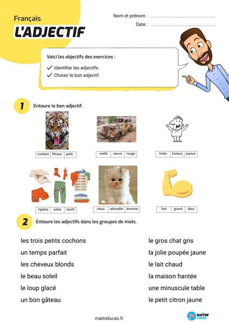 Fiches Exercices Les Adjectifs Ce Ma Tre Lucas Hot Sex Picture