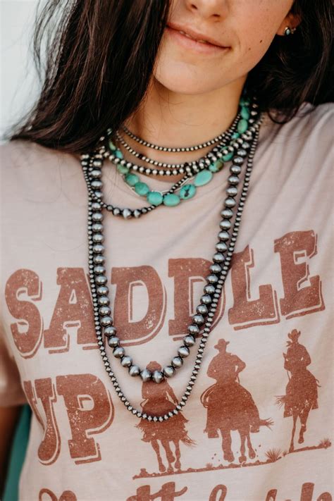 Pearl Layered Necklace Boho Western Style Outfits Layering Turquoise