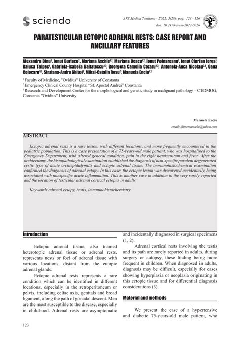Pdf Paratesticular Ectopic Adrenal Rests Case Report And Ancillary Features