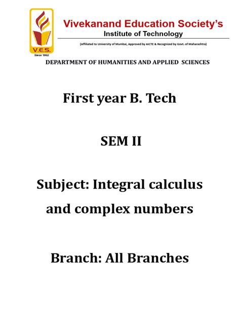 Bs 105 Integral Calculus And Compex Number Nep Based Autonomy