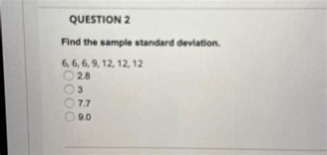 Solved Find The Sample Standard Deviation Chegg