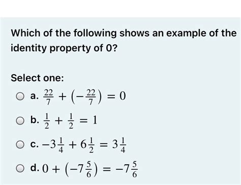 Identity Property Examples