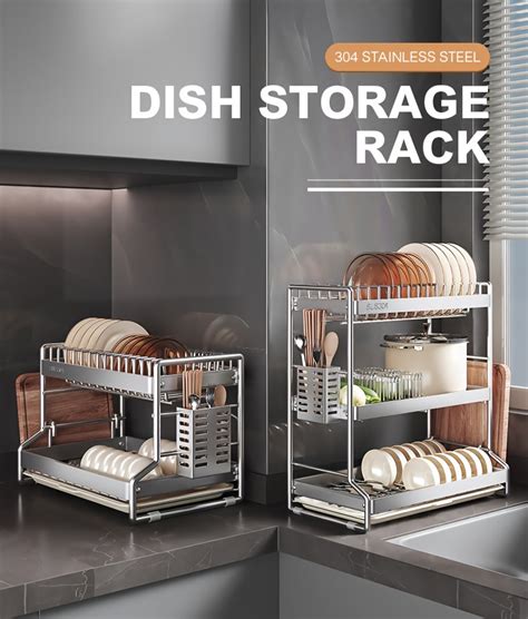 Keve 304 Stainless Steel Dish Rack 2l 3l Dish Drainer Rack Dish Rack