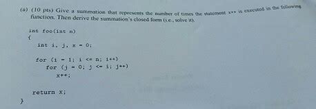 Solved Give A Summation That Represents The Number Of Times Chegg Com