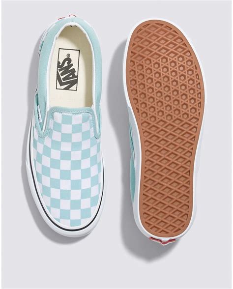 Vans Classic Checkerboard Slip On Sneaker Canal Blue Cute Shoes