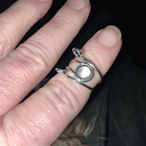 Moonstone Yarn Ring Sterling Silver Knitting Crochet Ring Yarn Guide Etsy