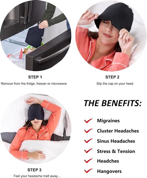 FITECH Sombrero para aliviar el dolor de cabeza y gorra de migraña máscara mágica de compresa