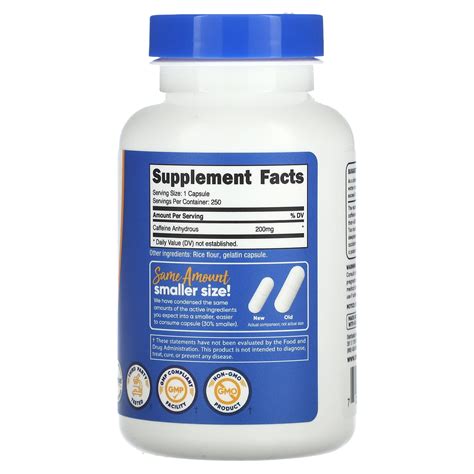 Nutricost Caffeine 200 Mg 250 Capsules