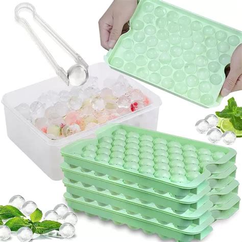 Bandeja Redonda Para Cubitos De Hielo Con Tapa Y Cubo Molde Meses sin interés