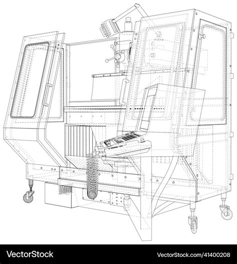 Milling Machine Closed Type Cnc Royalty Free Vector Image