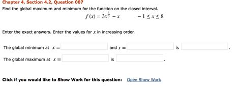 Solved Chapter 4 Section 42 Question 007 Find The Global