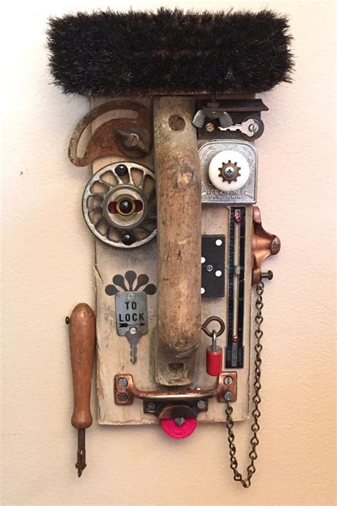 Found Object Assemblage Art Herbert Funky Hanging Etsy Found Object