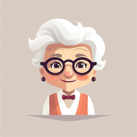 Premium Photo Elderly Woman In Flat Minimalistic Animation Ai Generated