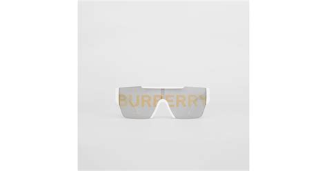 Burberry Logo Lens D Frame Sunglasses In White Lyst