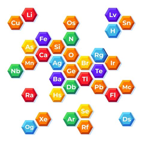 Chemical Elements In Hexagons Vector Illustration Premium Vector