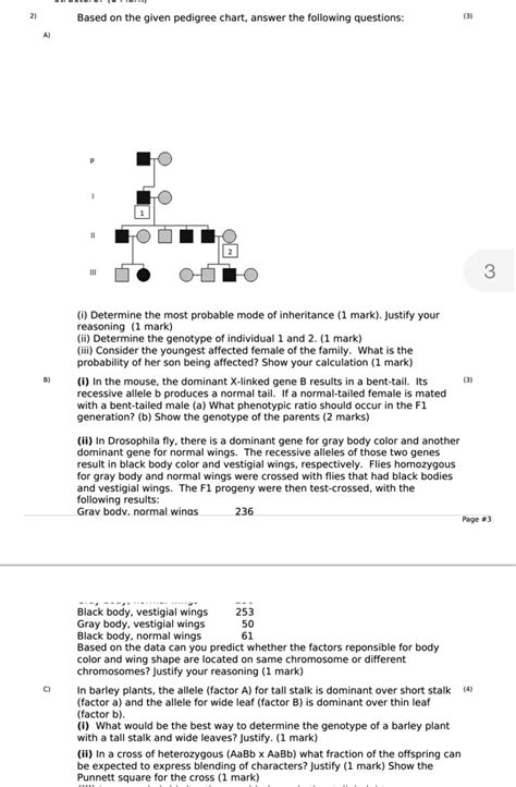 solved based on the given pedigree chart answer the following