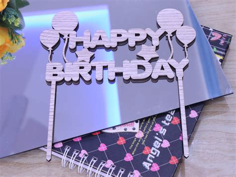Laser Cut Happy Birthday Cake Topper With Balloons Svg Dxf Cdr Ai Pdf