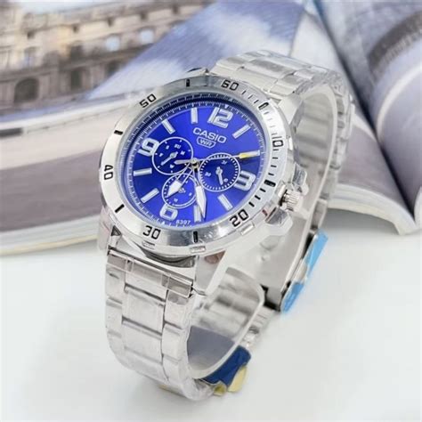 นาฬิกา Casioผู้ชาย Mtp Vd200 สายเหล็กสเเตนเลสหน้าอย่องดี มีหลายสีหลายเเบบ ตั้งเวลาให้พร้อมใช้งาน