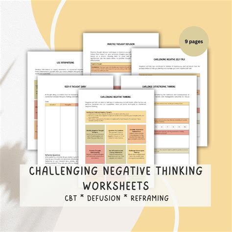 Challenging Negative Thinking Restructuring Handouts Cognitive Distortion Worksheets Etsy