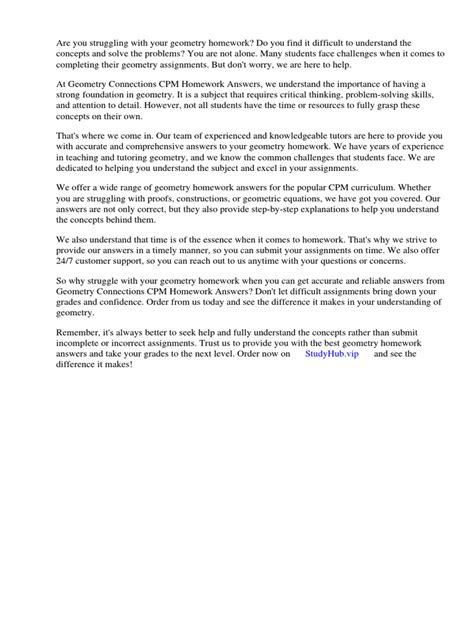 Geometry Connections Cpm Homework Answers Download Free Pdf Safari