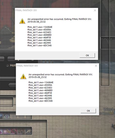 Ffxiv Unexpected Errorcrash