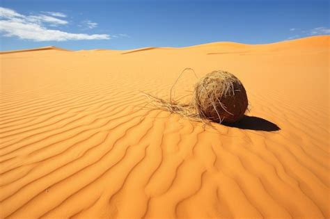 Premium Ai Image A Ball Of Grass On Sand