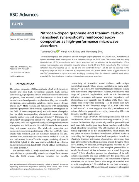 Pdf Nitrogen Doped Graphene And Titanium Carbide Nanosheet