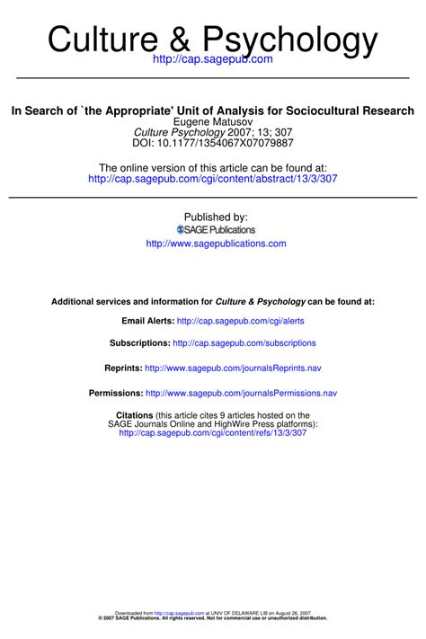 Pdf In Search Of `the Appropriate Unit Of Analysis For Sociocultural Research