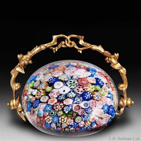 Antique Baccarat B 1847 Close Packed Millefiori With Gold Handle