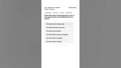 Matrix Determinant Swap Rows Columns Effect Youtube