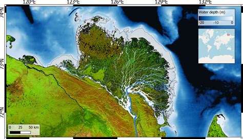 Map Of The Lena Delta And The Bathymetry Of The Southern Laptev Sea